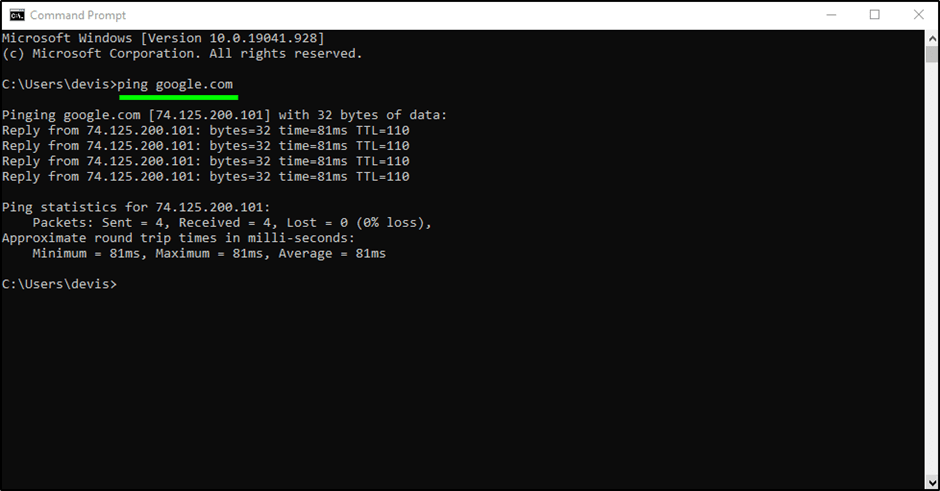 How To Test A Network Connectivity By Using CMD Ping Acure AIOps Platform